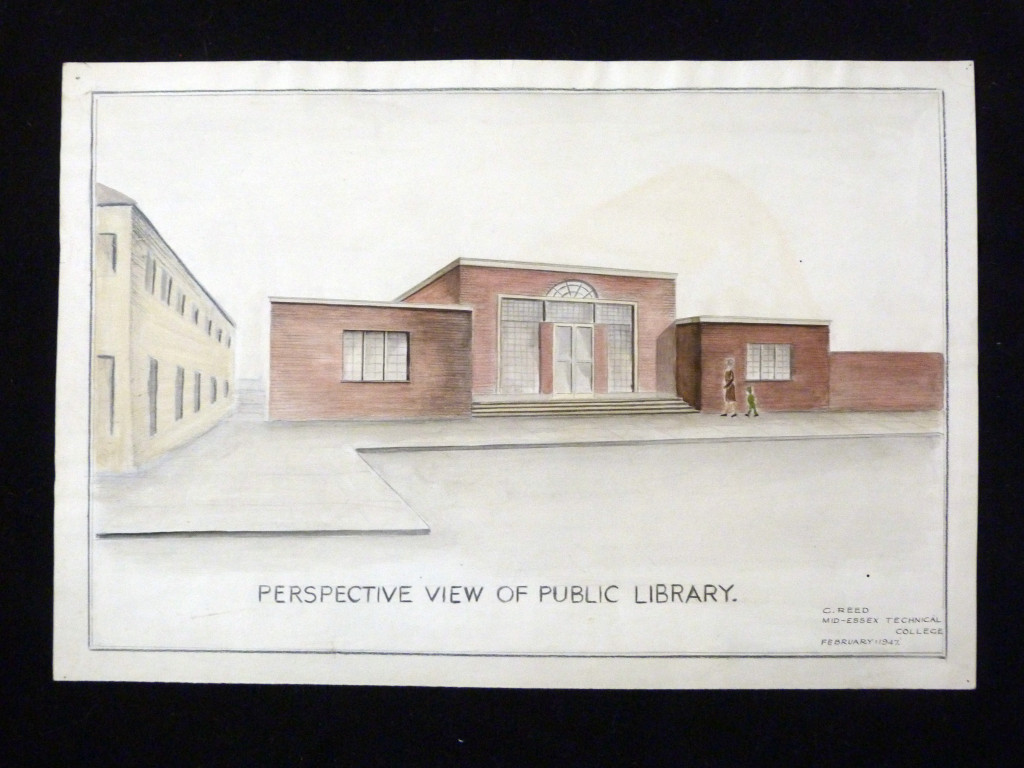 Original Architectural Drawing, Perpective View of Public Library by G ...