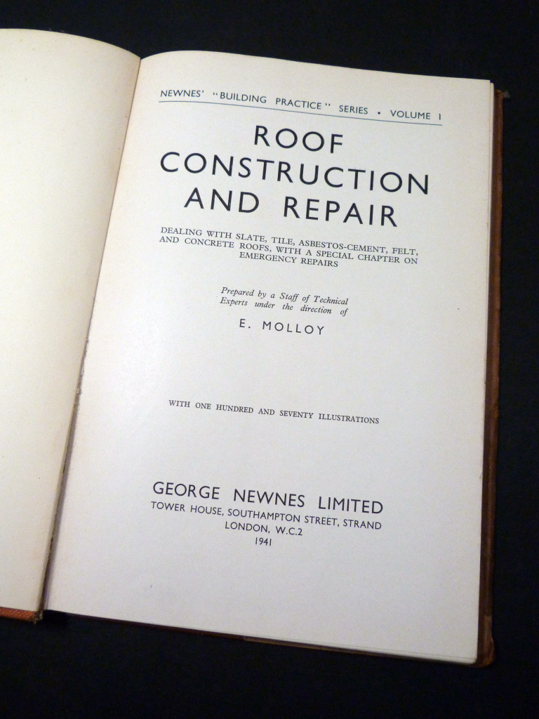 Roof Construction and Repair by E Molloy | Cox & Budge Booksellers